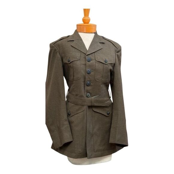 USMC | Jackets & Coats | Vintageusmc Wool Coat W Belt 96s Military ...